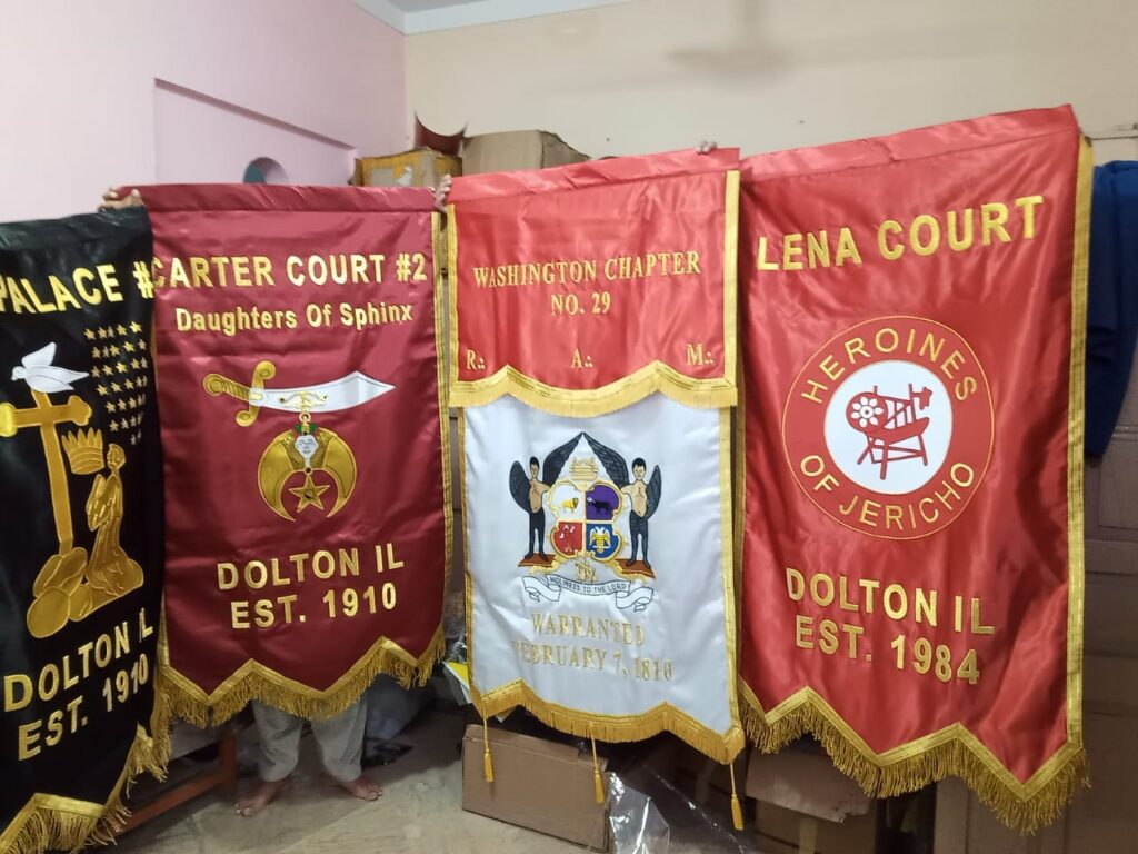 Custom Hand Embroidered Banners & Flags - Rafia Regalia